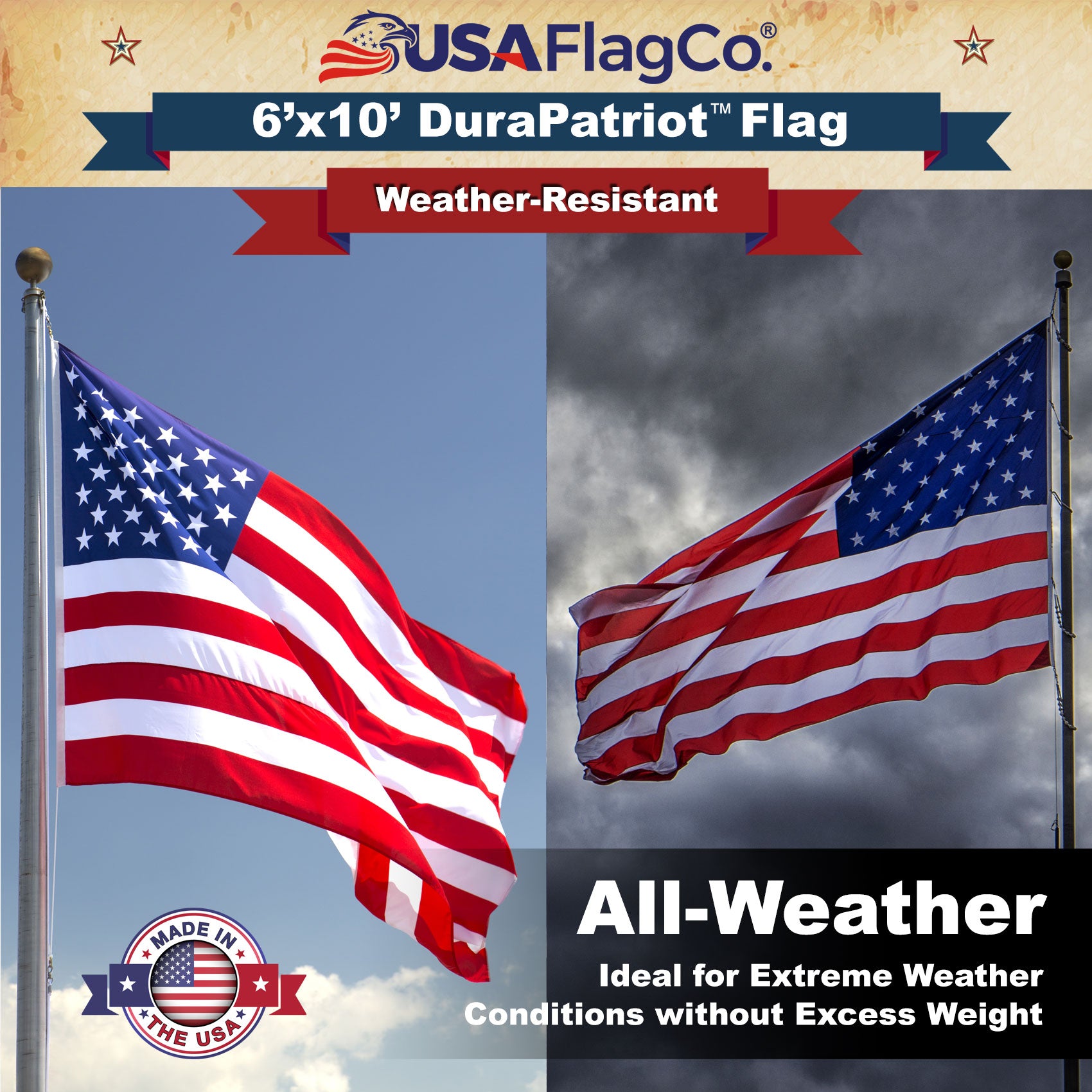 DuraPatriot™ 6x10 American Flag for Outside by USA Flag Co.