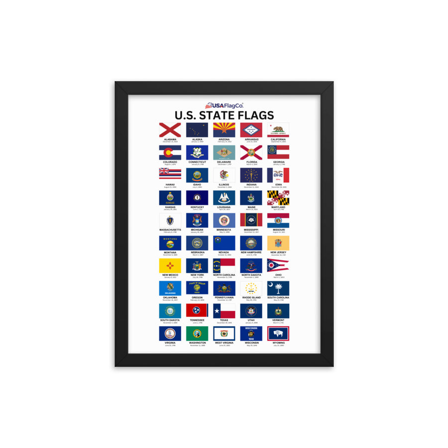 U.S. State Flags Posters with Wooden Frame – USA Flag Co.