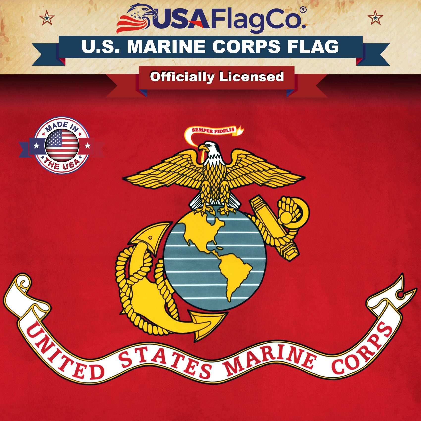 Official USMC Flag: 100% USA Made | Buy Marine Corps Flag – USA Flag Co.