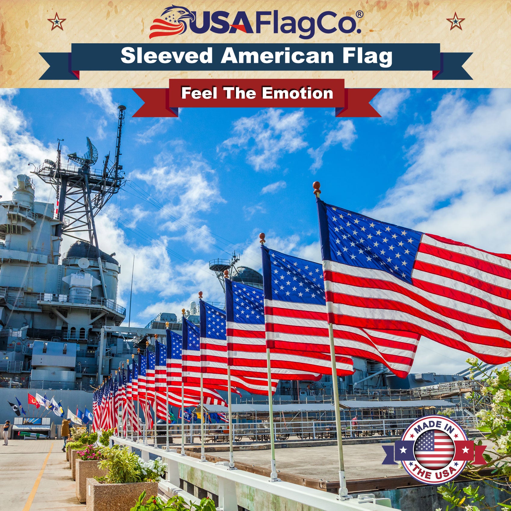 Sleeved American Flag - Embroidered Stars & Sewn Stripes – USA Flag Co.