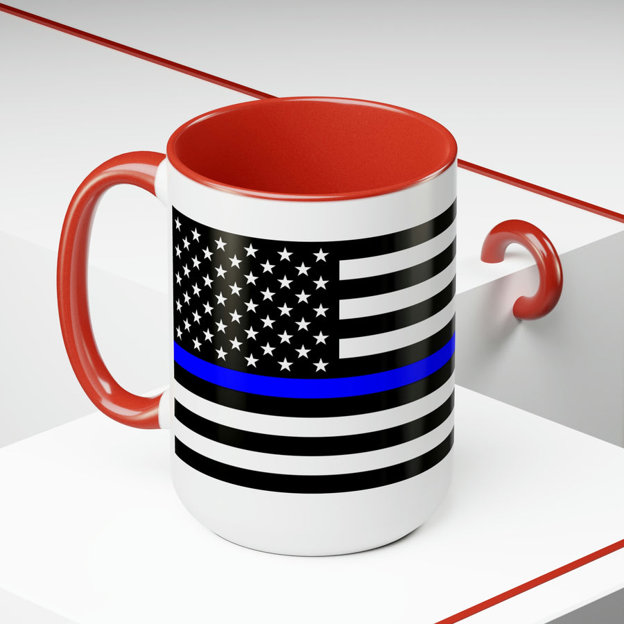 Two-Tone Thin Blue Line Flag Coffee Mugs, 15oz – USA Flag Co.