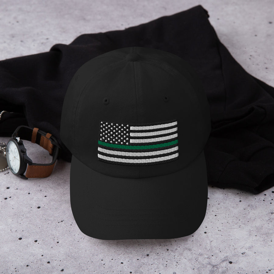 Dad Hat - Thin Green Line Flag (Embroidered Flag) by USA Flag Co.