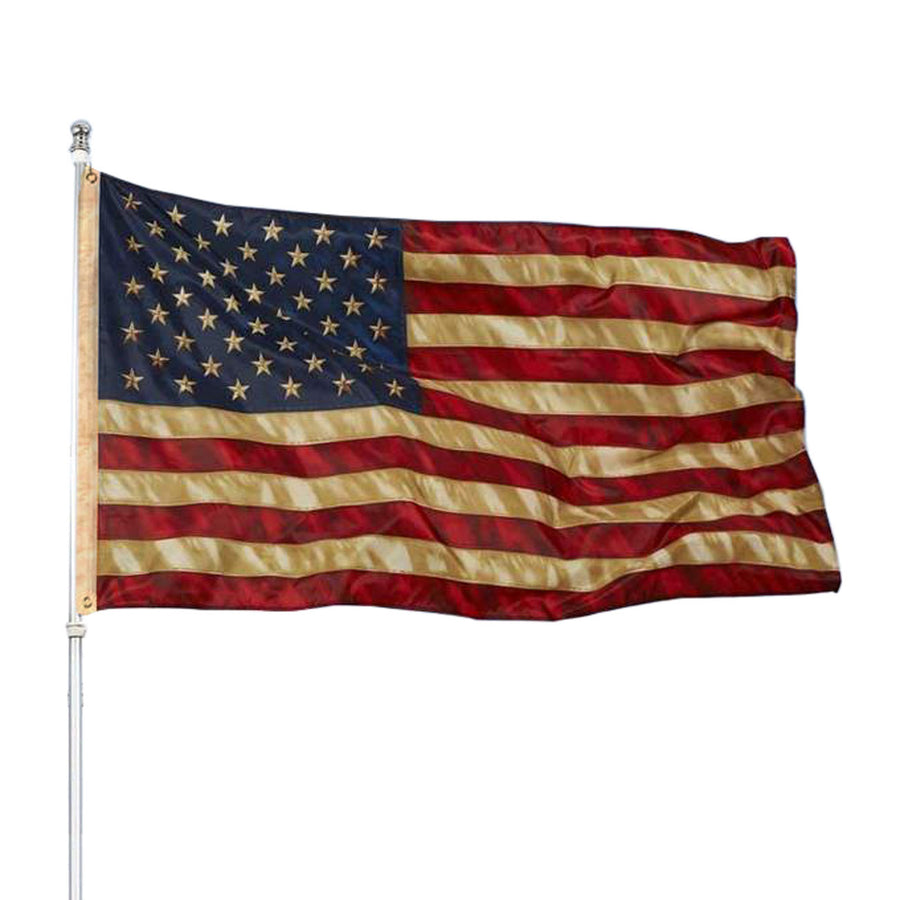 Tea Stained American Flag - Embroidered Stars and Sewn Stripes – USA ...