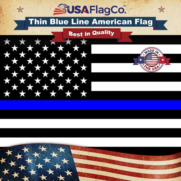American Flag Thin Line Thin Blue Line Flag Print On Wood